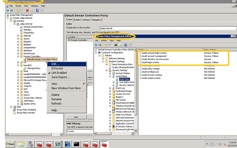 ドメイン コントローラー用の監査ポリシーを手動で設定する