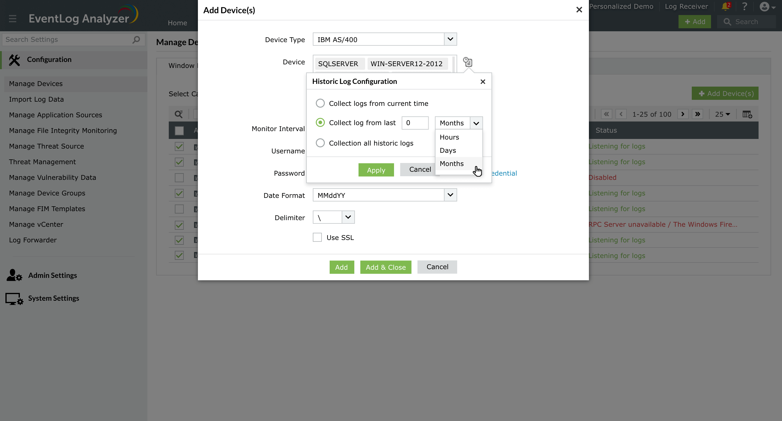 IBM iSeries（AS/400）デバイスの追加