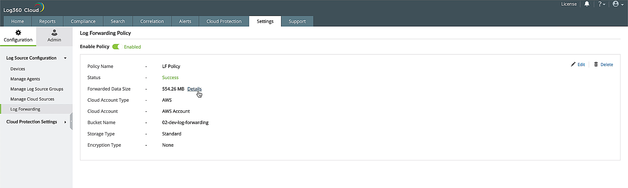 ログ転送 | Log360 Cloud