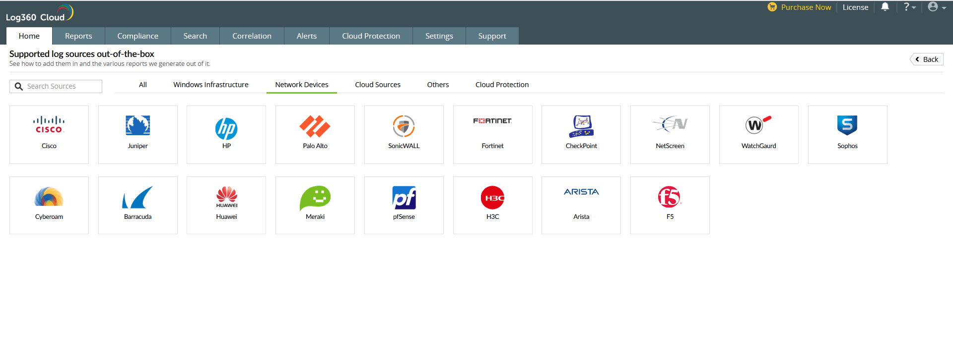 サポートされているログソース | Log360 Cloud