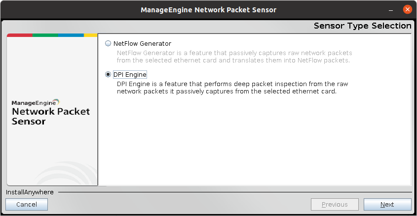 Network Packet Sensorのインストール、設定とサービス操作｜NetFlow Analyzerヘルプドキュメント