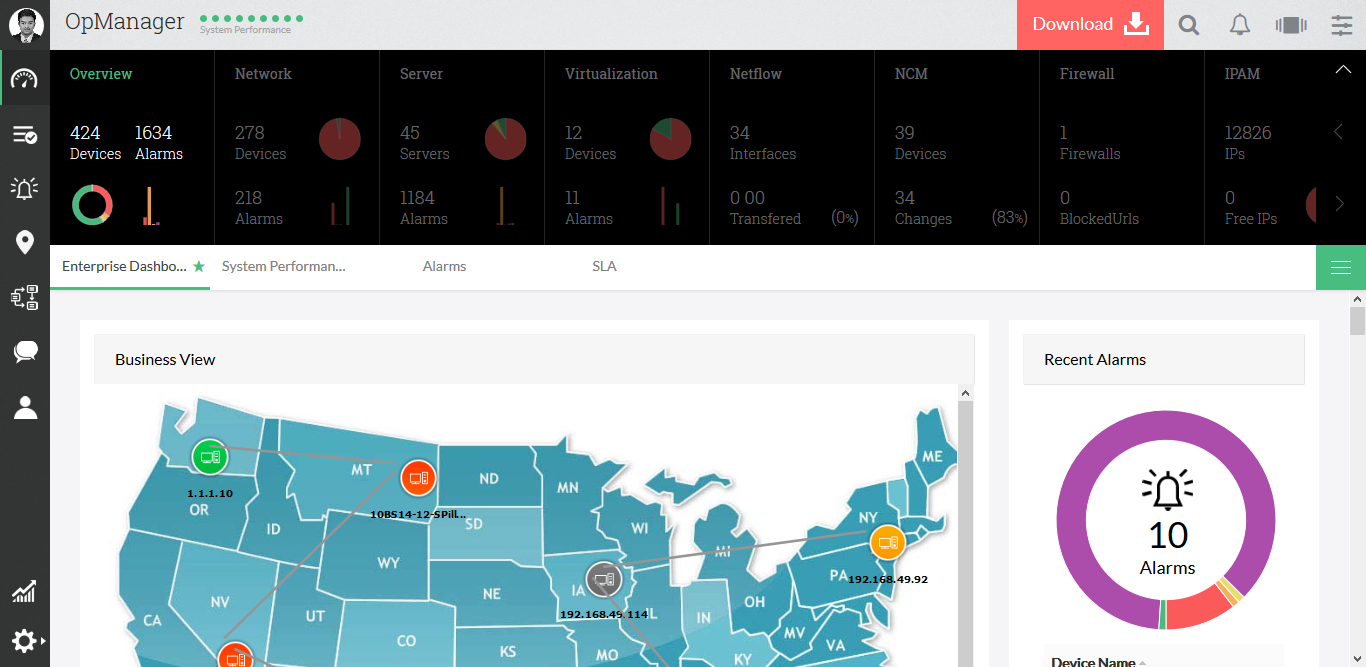 ネットワーク統合監視ソフトのオンラインデモサイトとデモ動画 | OpManager