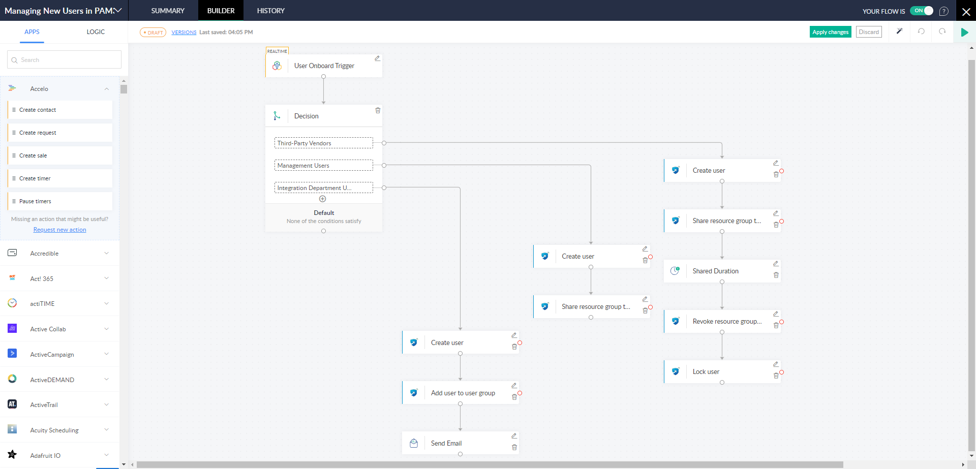 リアルタイムのZoho Flow使用状況
