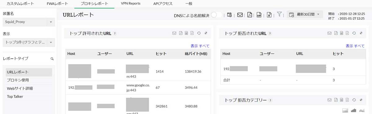 プロキシレポート機能｜Firewall Analyzer - ManageEngine