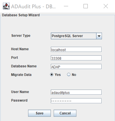 MySQLからPostgreSQLへの移行方法（MySQLのサポートはビルド7082で終了しました） | ADAudit Plus ナレッジベース